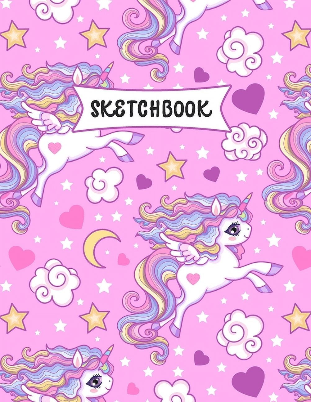 Sketchbook: Cute Kawaii Pink Unicorn Sketch Book for Kids - Practice ...