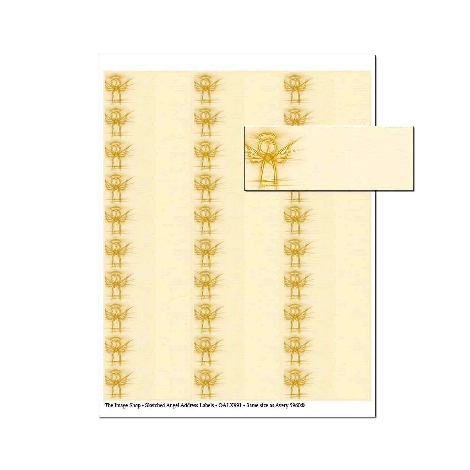Sketched Angel 30-Up Address Labels - 5 Sheets/150 Labels Total - 1" x ...