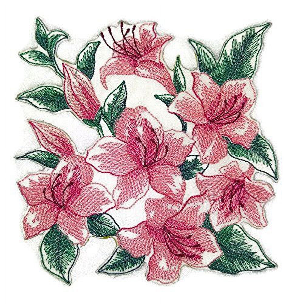 Sketched Azaleas Embroidered Iron on/Sew patch [5.86" X 5.86 ...