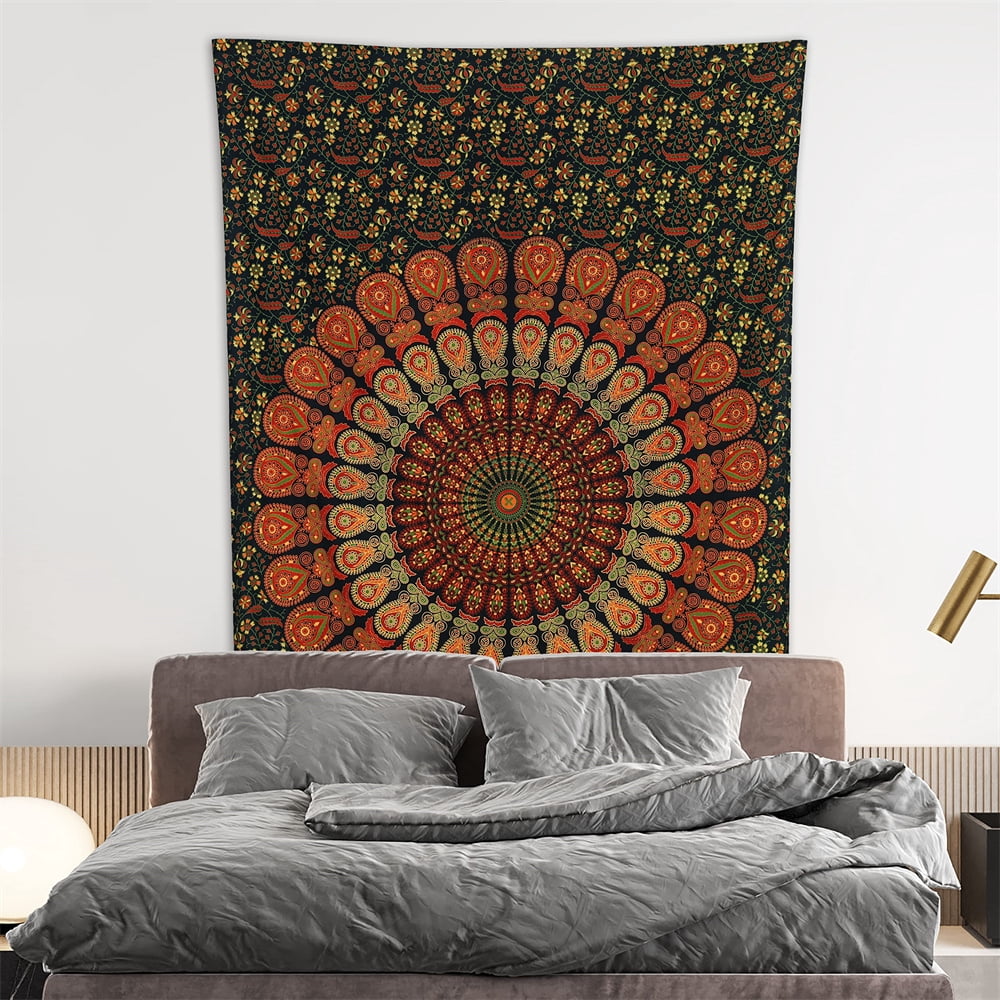 Sketched Butterfly Floral Medallion Tapestry Bohemian Mandala Wall ...