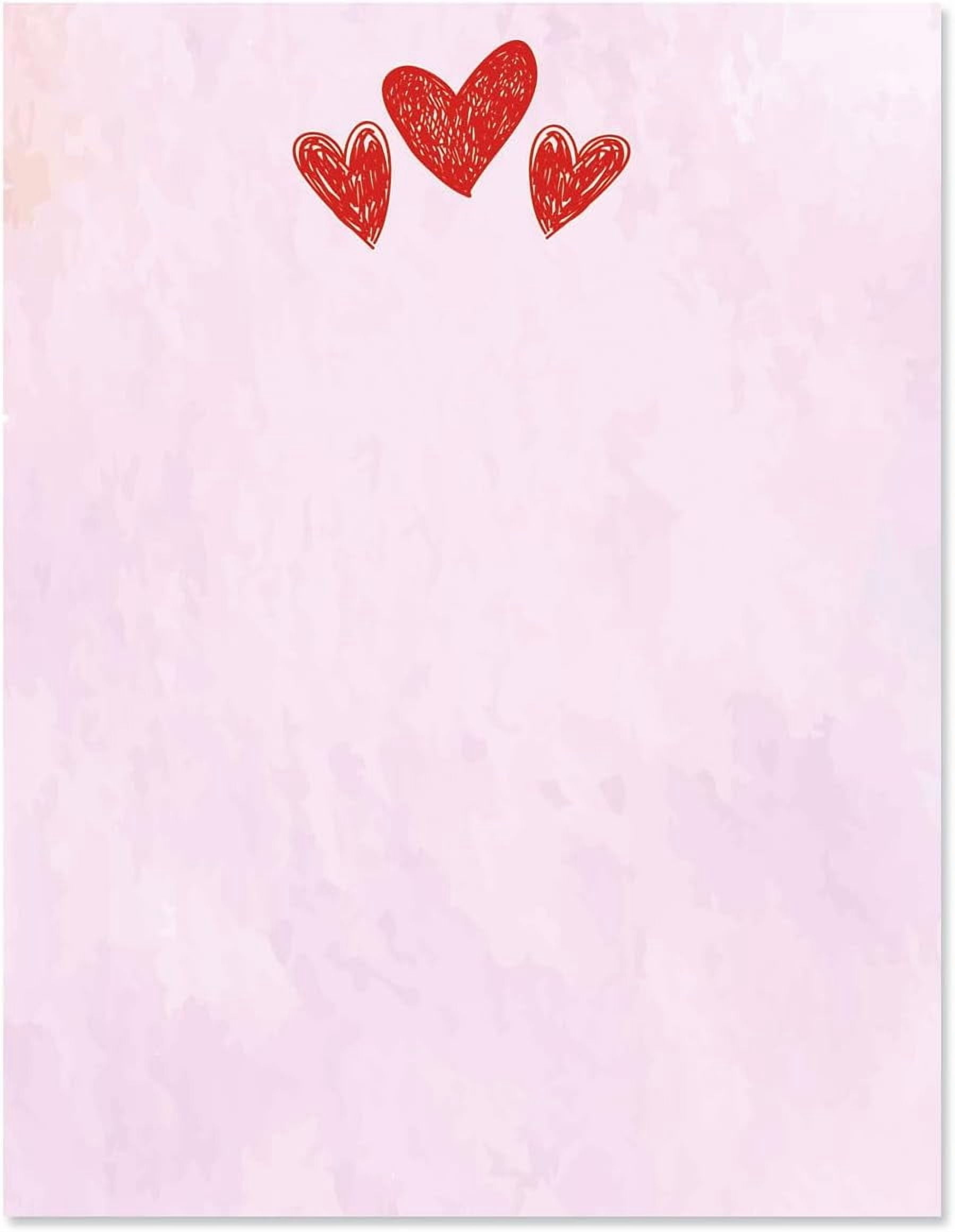 Sketched Hearts Letter Paper - Decorative Stationery With Heart Border ...