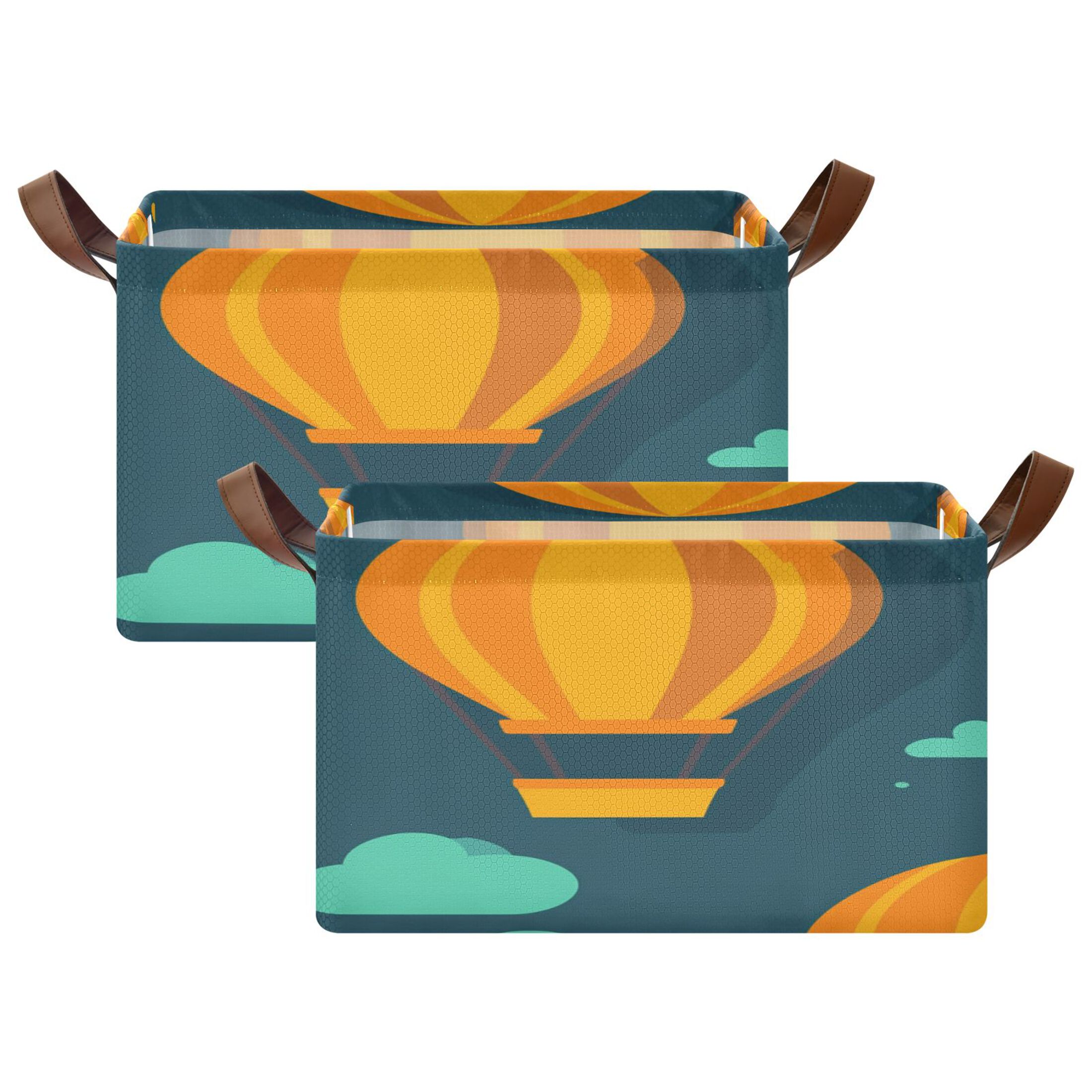 Sketched Hot Air Balloon Foldable Storage Basket Large Water-Resistant ...