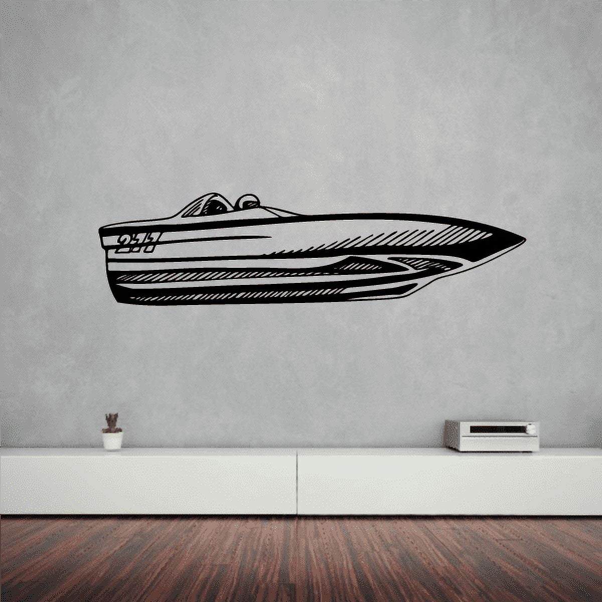 Sketched Speedboat Hull Decal - 36 Inches - Walmart.com