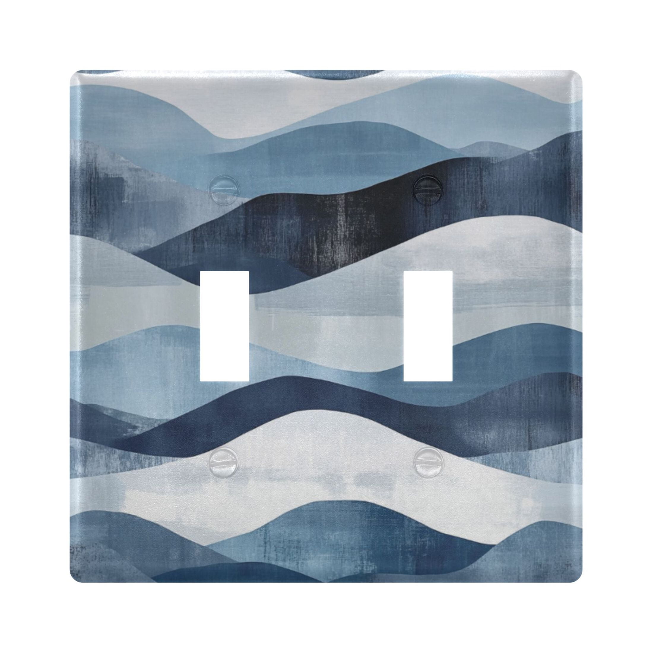 Sketched Waves Pattern Fireproof Switch Plate with Rounded Edges 2-Hole ...