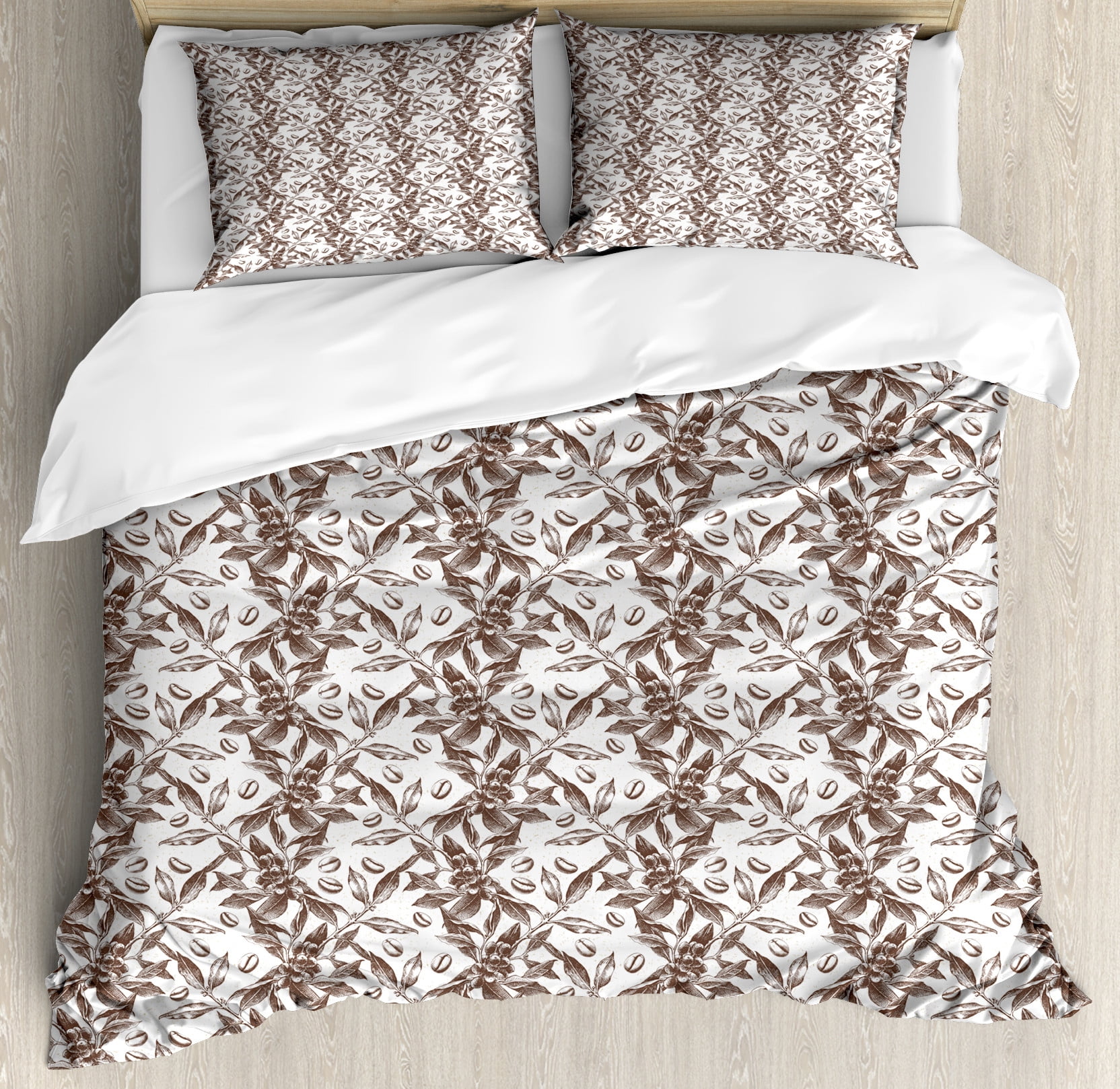Sketchy Duvet Cover Set, Natural Themed Hand Drawn Like Coffee Plants ...