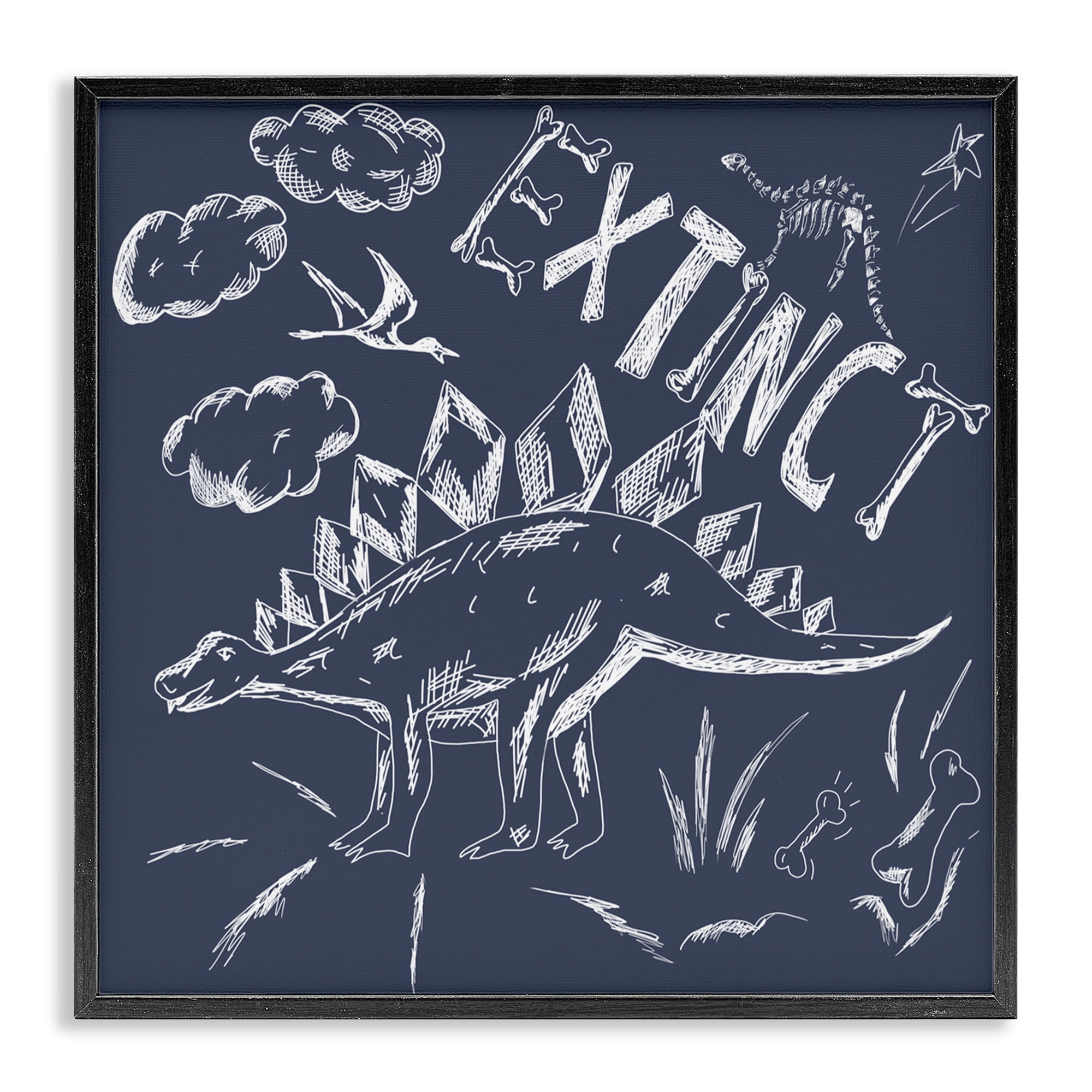 Sketchy Extinct Dinosaur Black Framed Giclee Art, design by HUE and MI ...