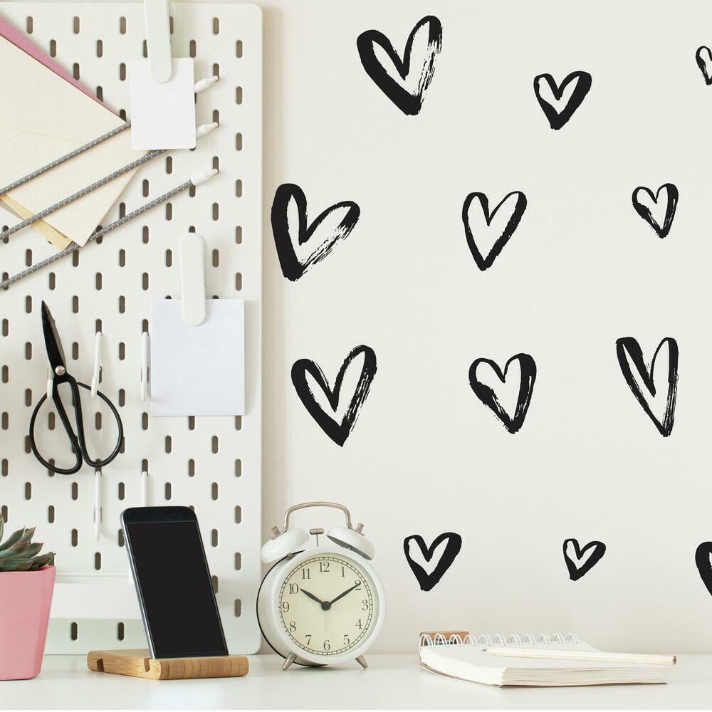 RoomMates, Peel and Stick Wall Decals, Sketchy Hearts, 76-pack ...