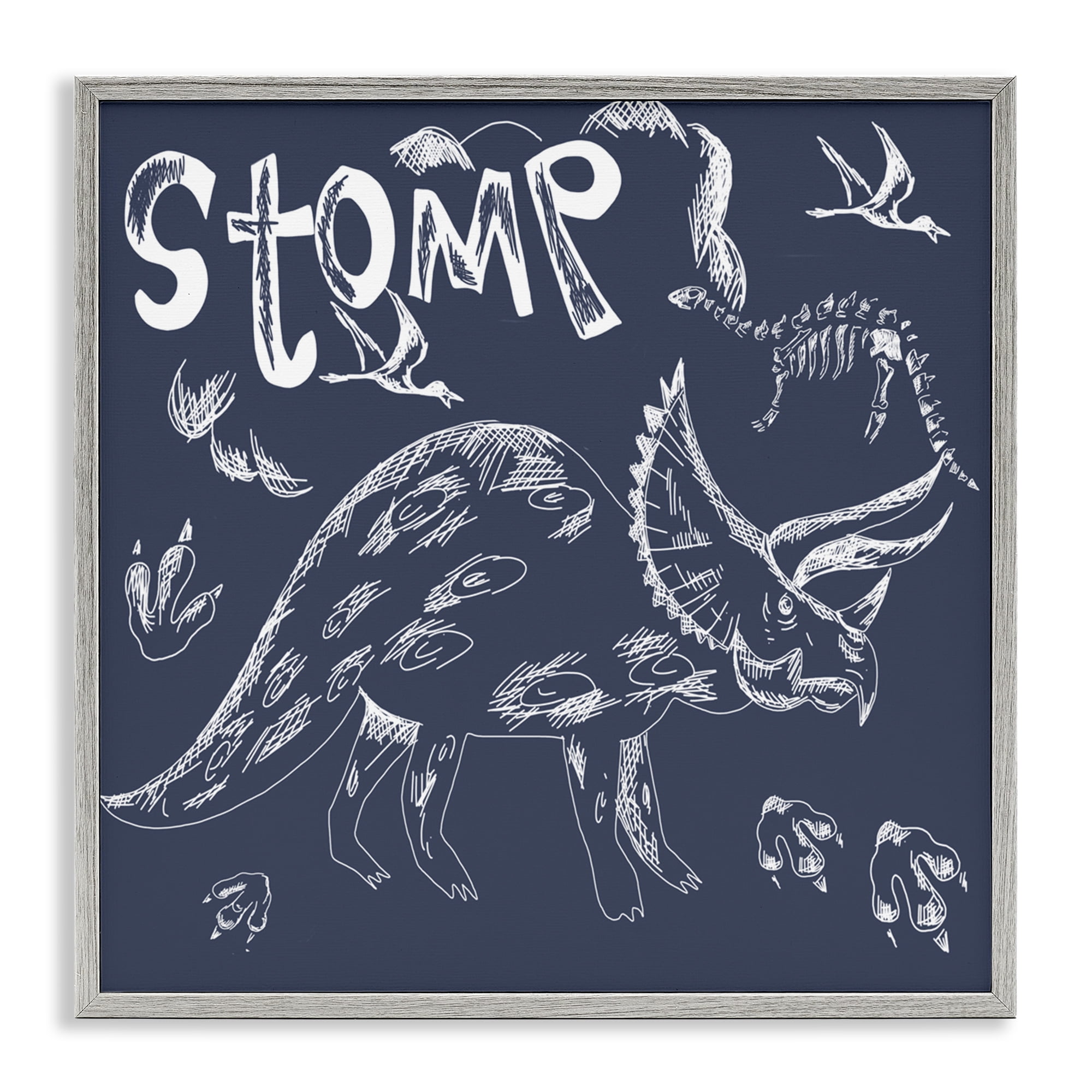 Sketchy Stomp Dinosaur Gray Framed Giclee Art, design by HUE and MI and ...