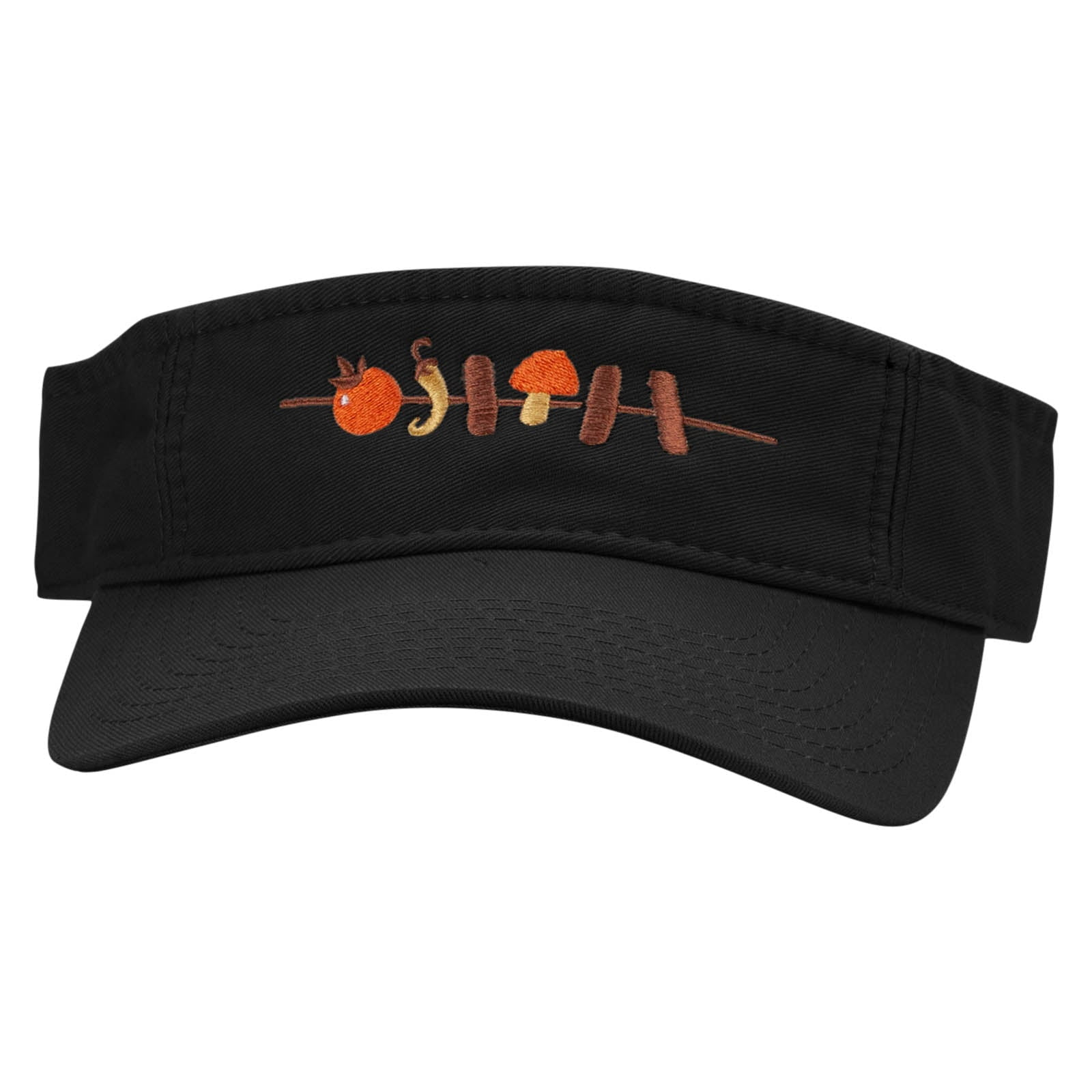 Skewered Food Embroidered Pro Style Cotton Twill Washed Visor - Black ...