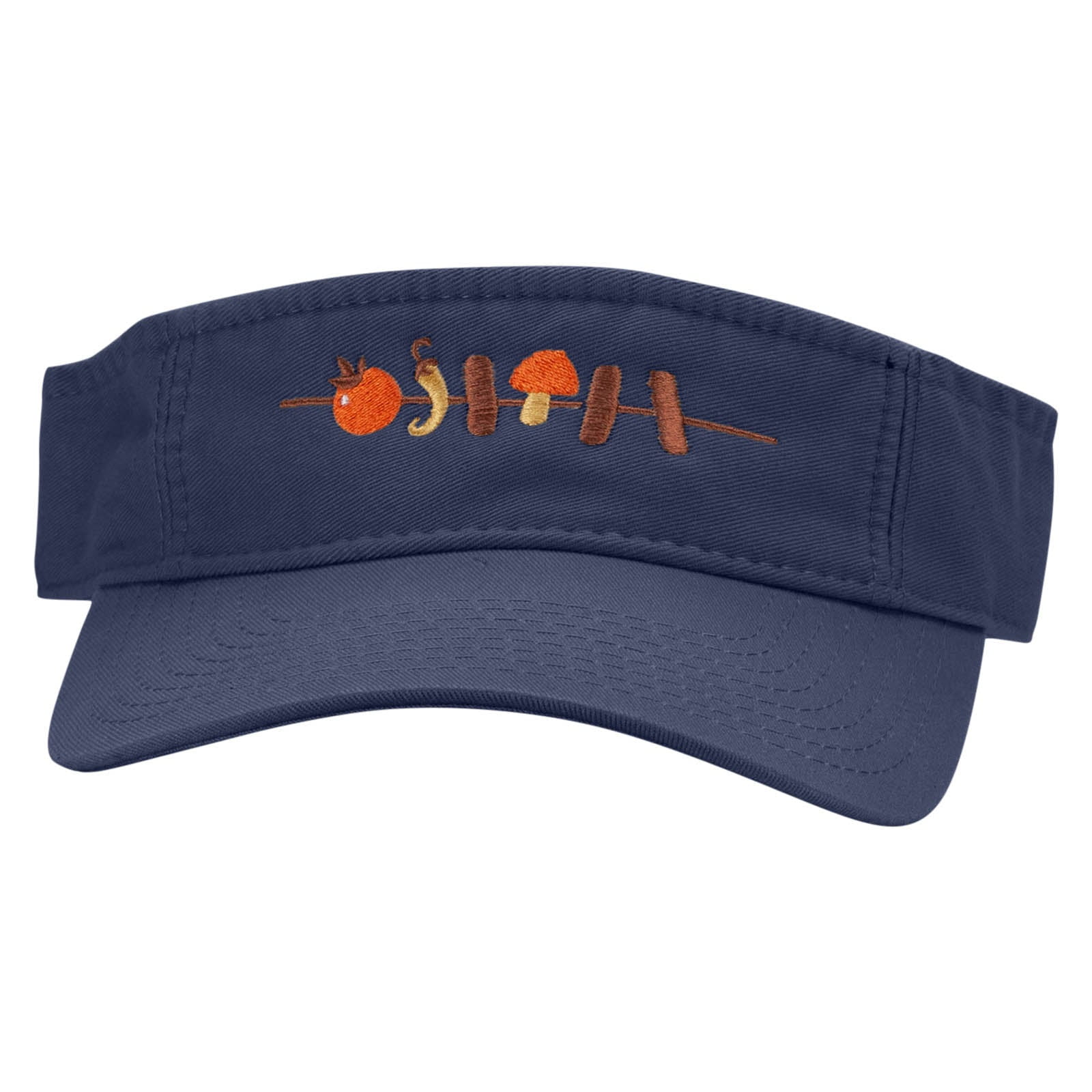 Skewered Food Embroidered Pro Style Cotton Twill Washed Visor - Navy ...