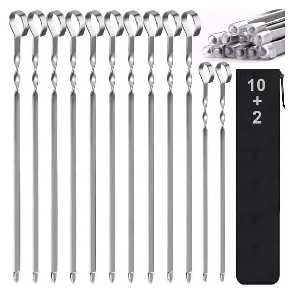 Skewers - 17" Kabob Skewers for Grilling, Metal Sticks for Kabobs ...
