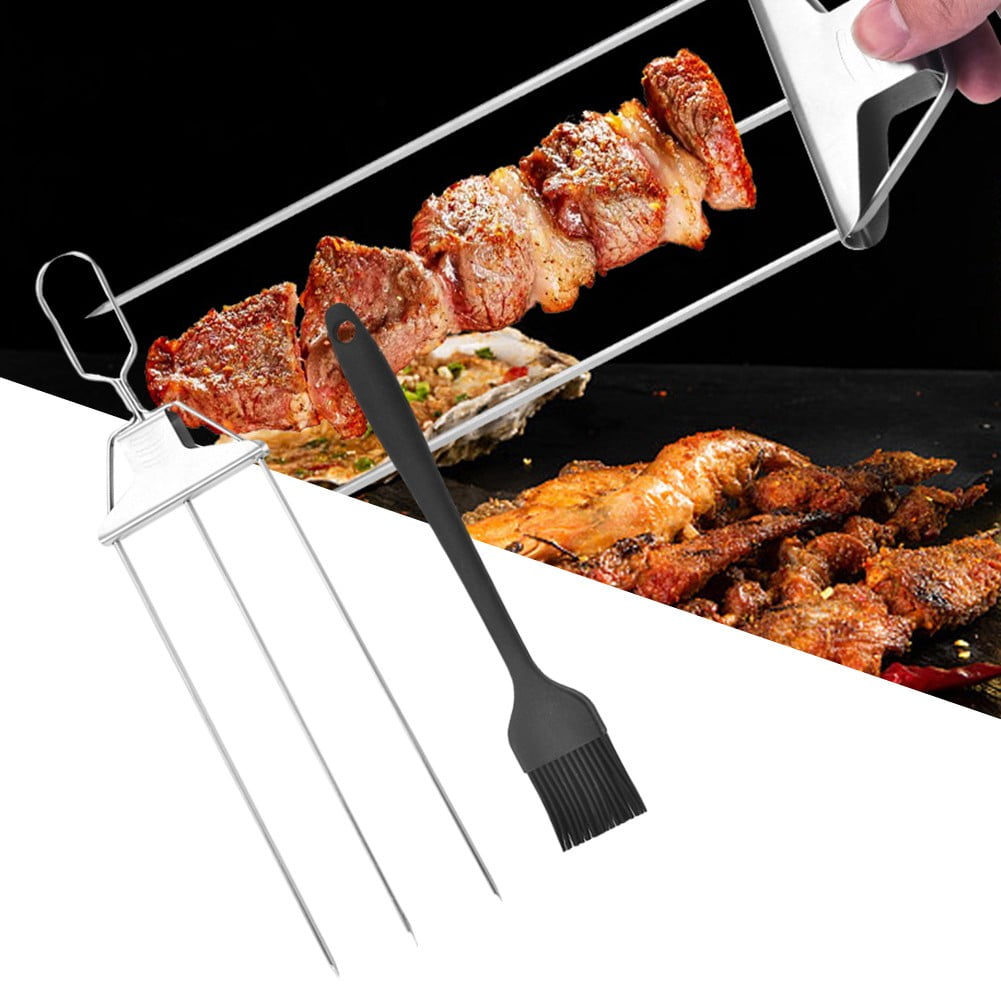 Skewers For Kabobs, 3-Prong Skewer 3 Way Bbq Grilling Skewers Metal ...