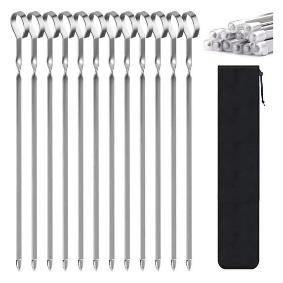 Skewers for Kabobs, 12" Metal Kebab Skewers for Grilling Flat Long ...