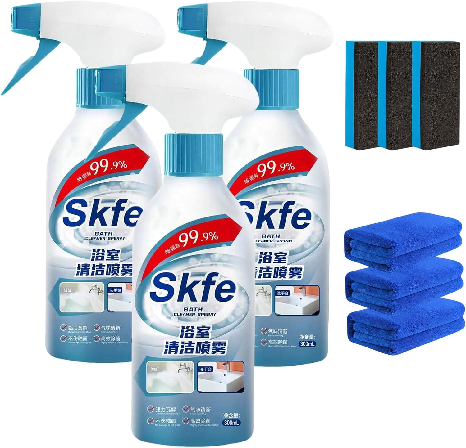 Skfe Bath Cleaner Spray Foam, 2025 Upgrade Bathroom Descaler Foam ...