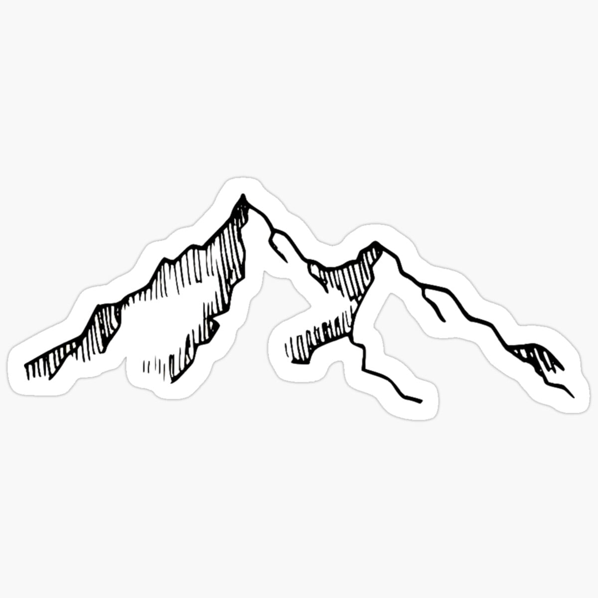 Ski And Hiking Mountain Sketch Sticker. Gift For You - Decorate Laptops ...