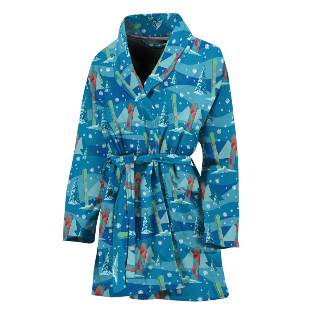 Ski And Snowboard Pattern Women Bathrobe One Size Univeral Fits, Snow ...