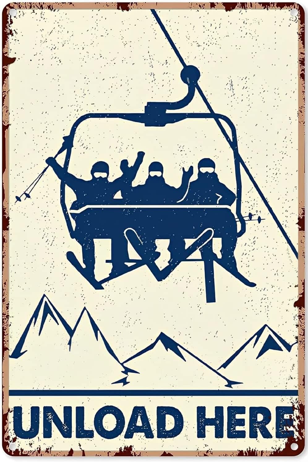 Ski Art Wall Decor Retro Skiing Funny Unload Here Vertical Poster,Ski ...