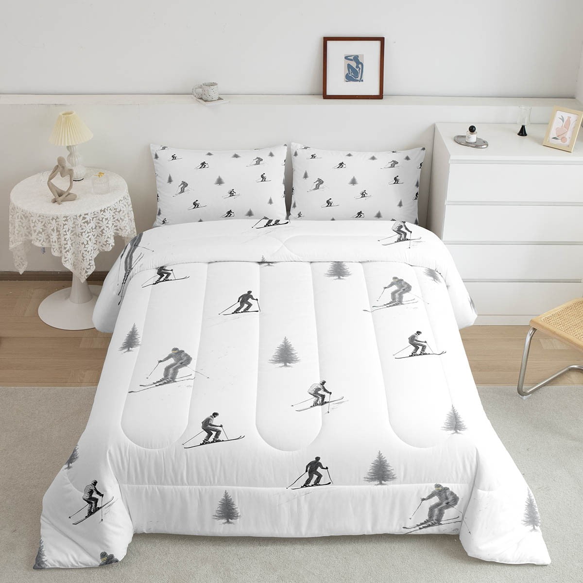 Ski Bedding Sets King Size,Skiing Sport Gaming Comforter Set 3Pcs Teens ...