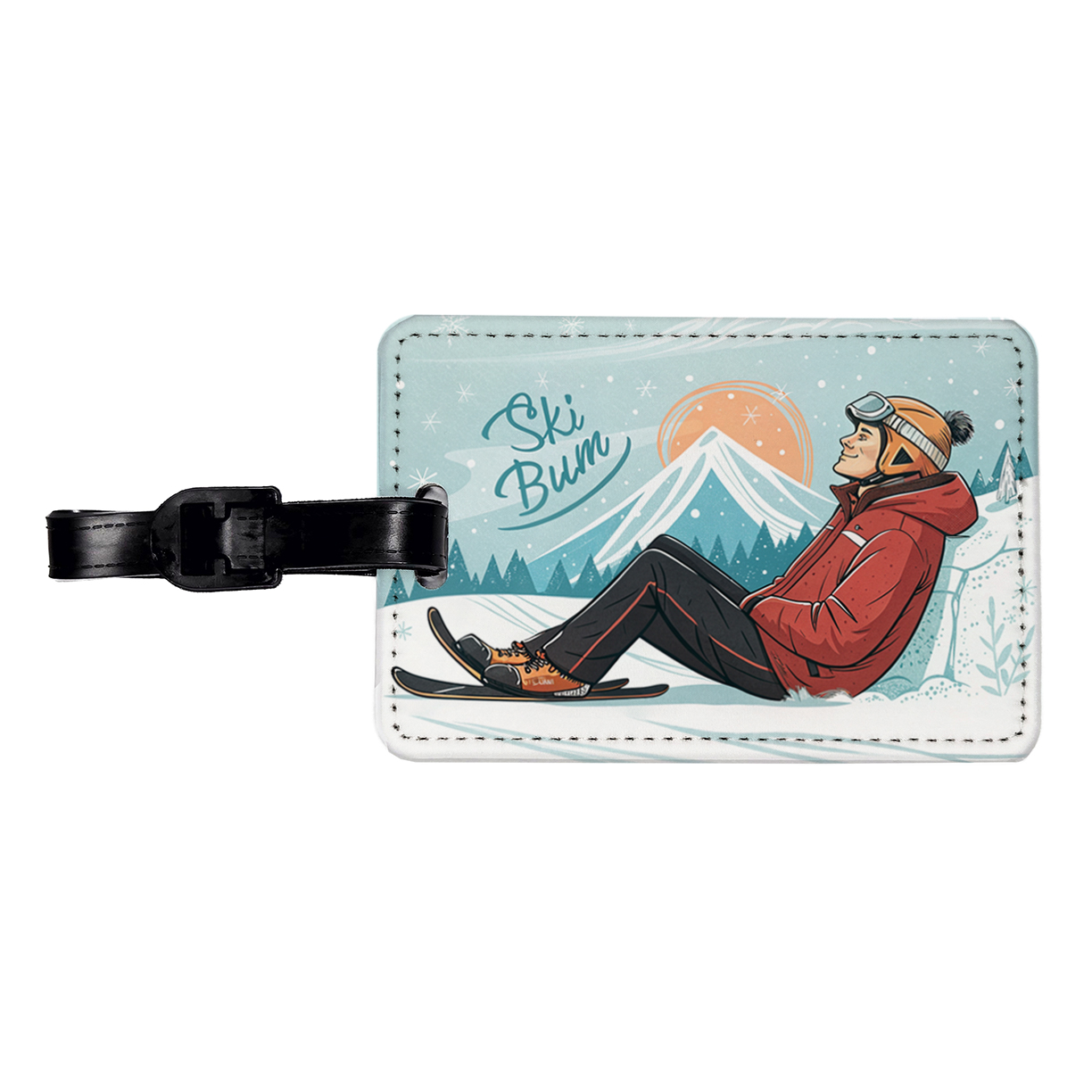 Ski Bum Lounging Faux Leather Travel Luggage Tag - Walmart.com