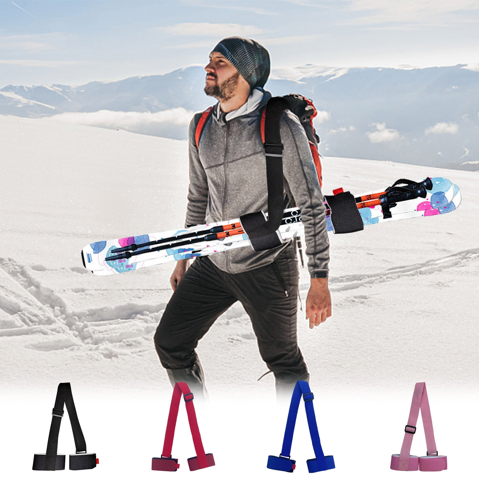 Ski Carrier Strap, Ski Straps for Carrying, Ski Harness, Snowboard Binding Straps, Adjustable ...