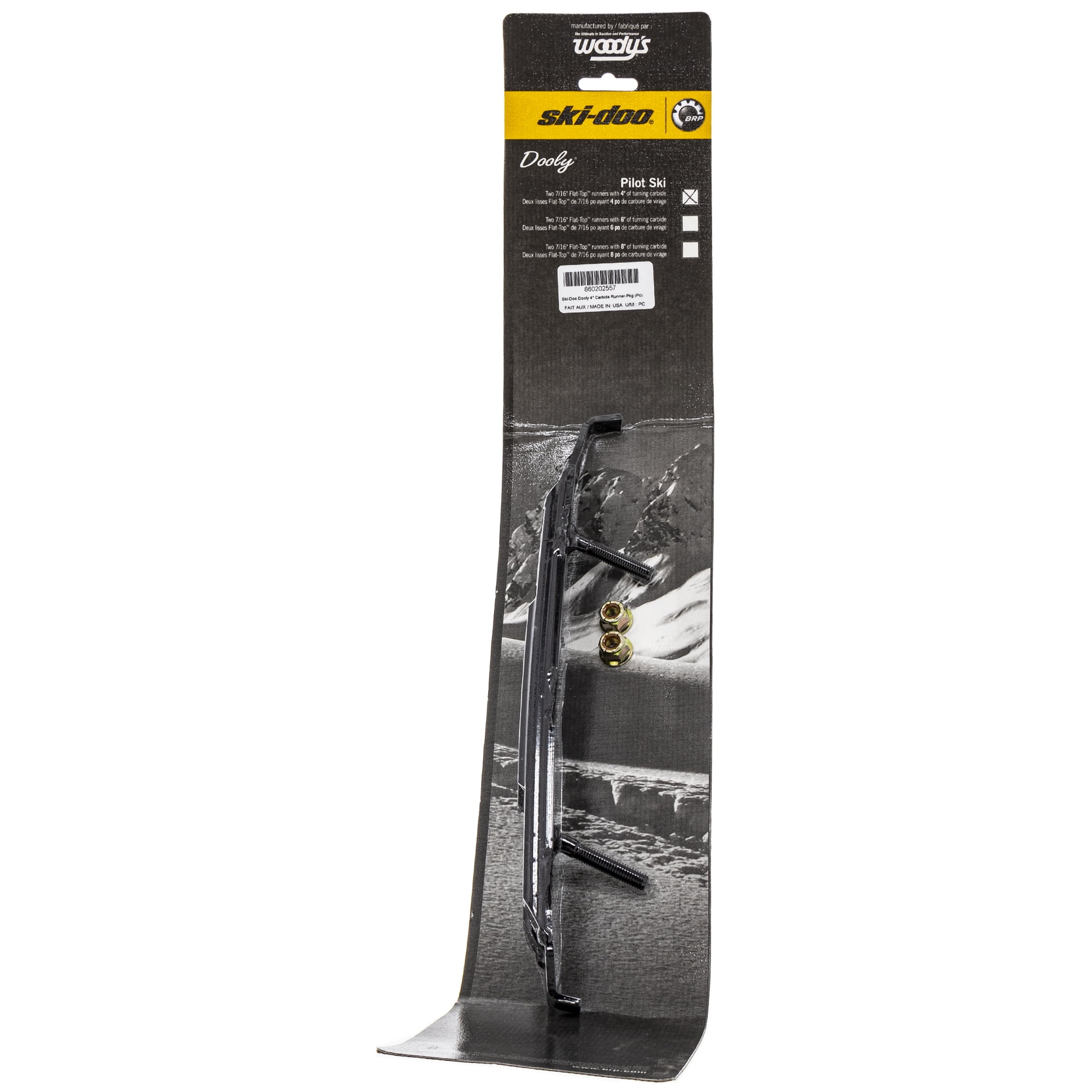 Ski-Doo 860202557 Preformed 4" Single Carbide Runner Pilot Snowmobile ...