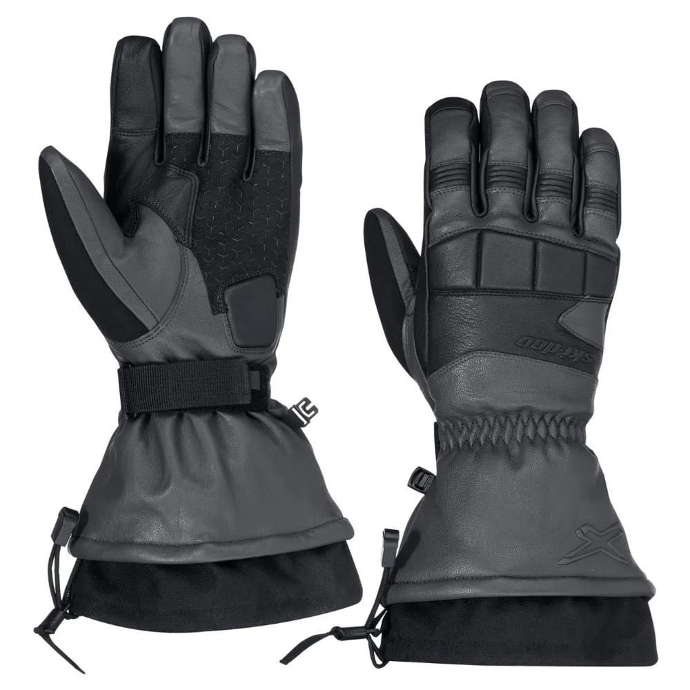 Ski-Doo X-Team Leather Gauntlet Snowmobile Gloves Charcoal Grey ...