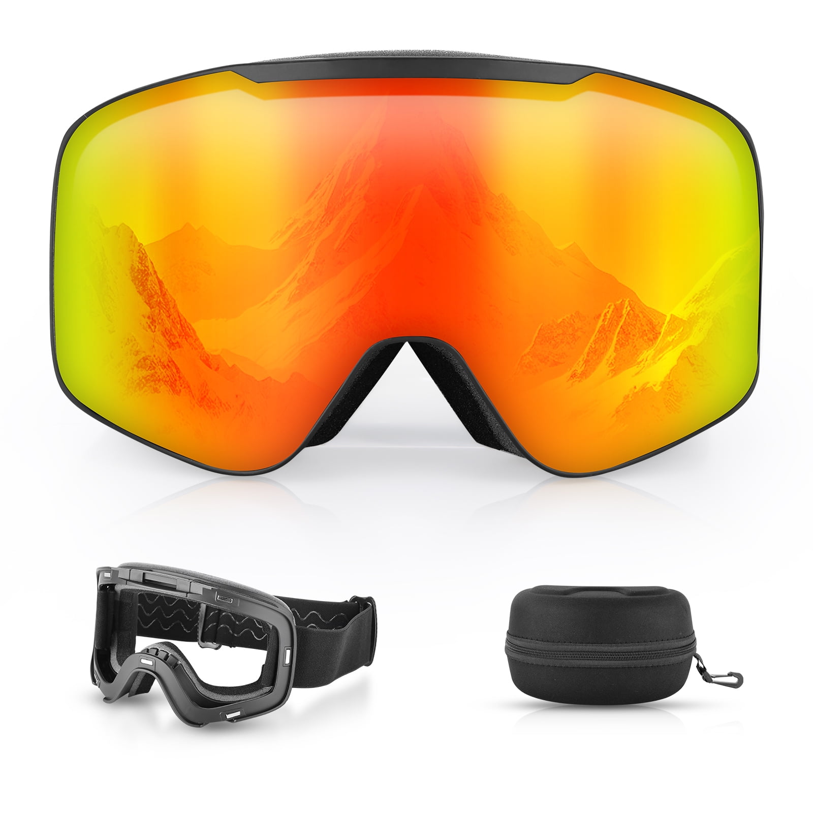 Ski Goggles With Magnetic Flip-Up Design, Double-Layer Anti-Fog Lenses ...