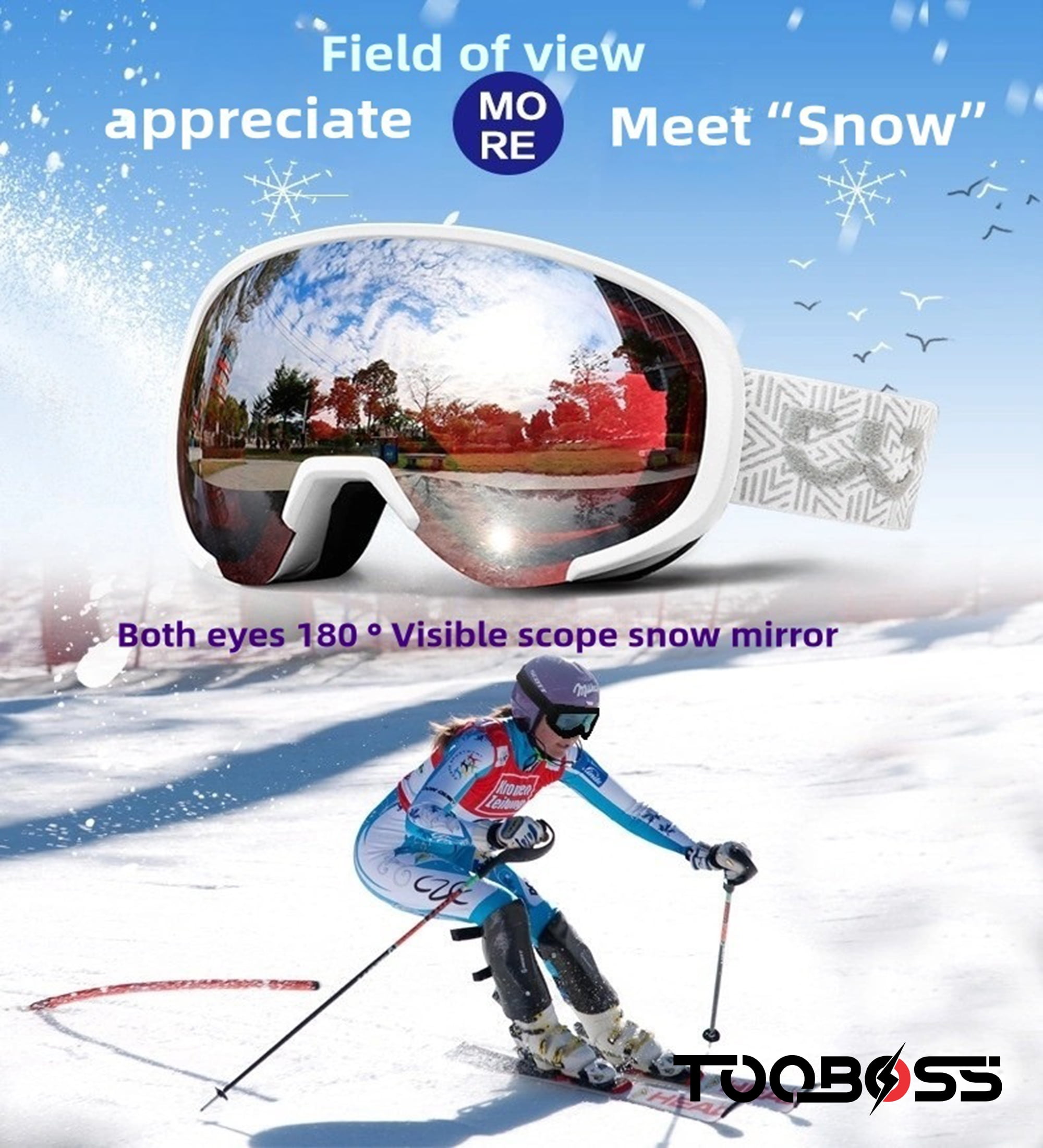 Ski Goggles, over Glasses Ski/Snowboard/Snowmobile Goggles for Men ...