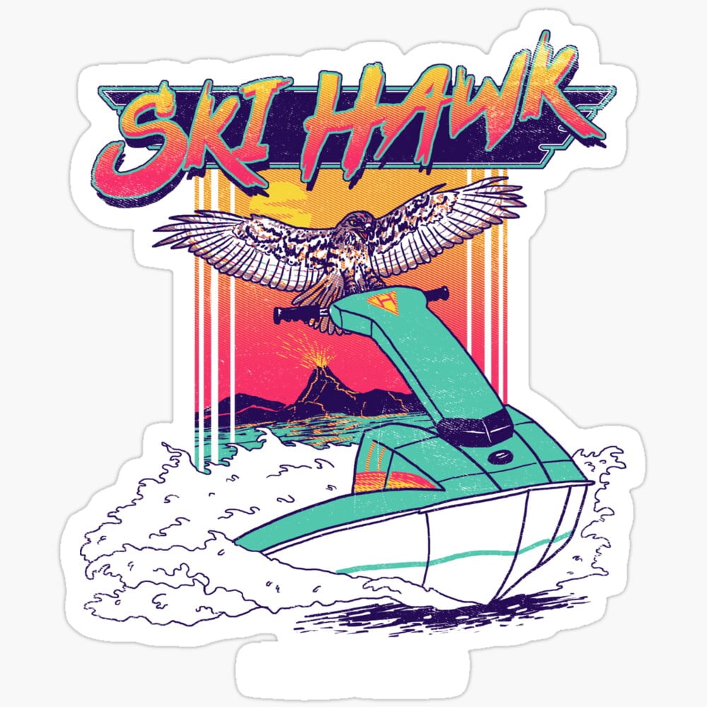 Ski Hawk Sticker Phone Decal Water Bottle Stickers Car Decals, Laptop ...