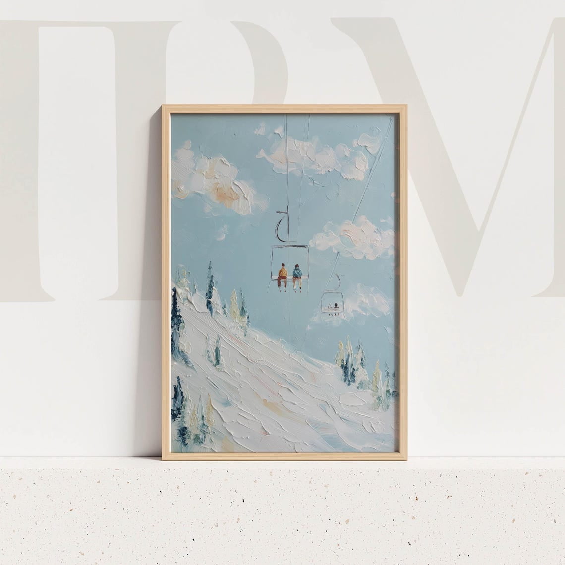 Ski Lift Art Print, Snowy Mountain, Winter Alpine Decor, Ski Resort ...