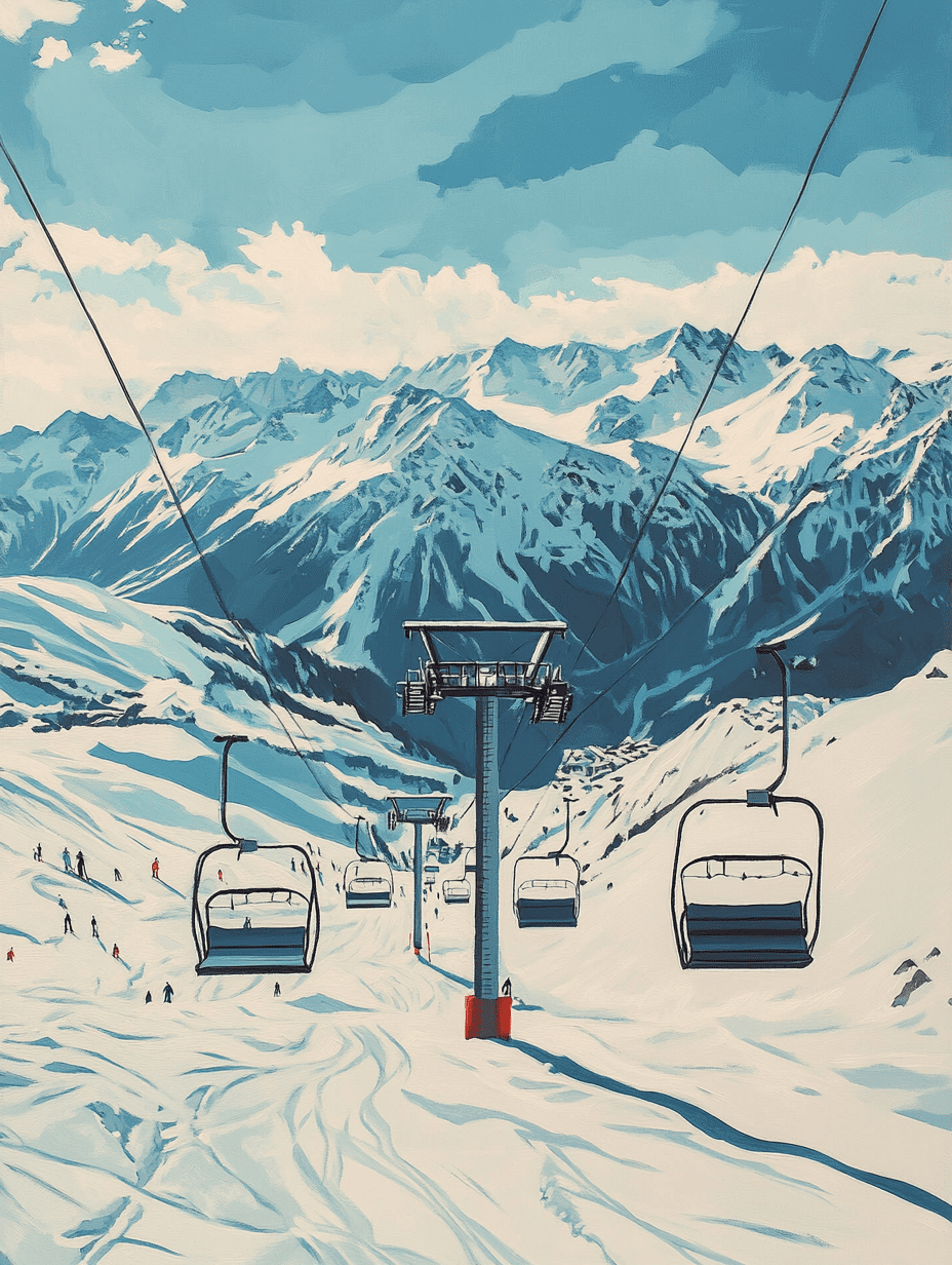 Ski Lift Mountain Landscape Canvas Print/Wall Art， Perfect for Living ...
