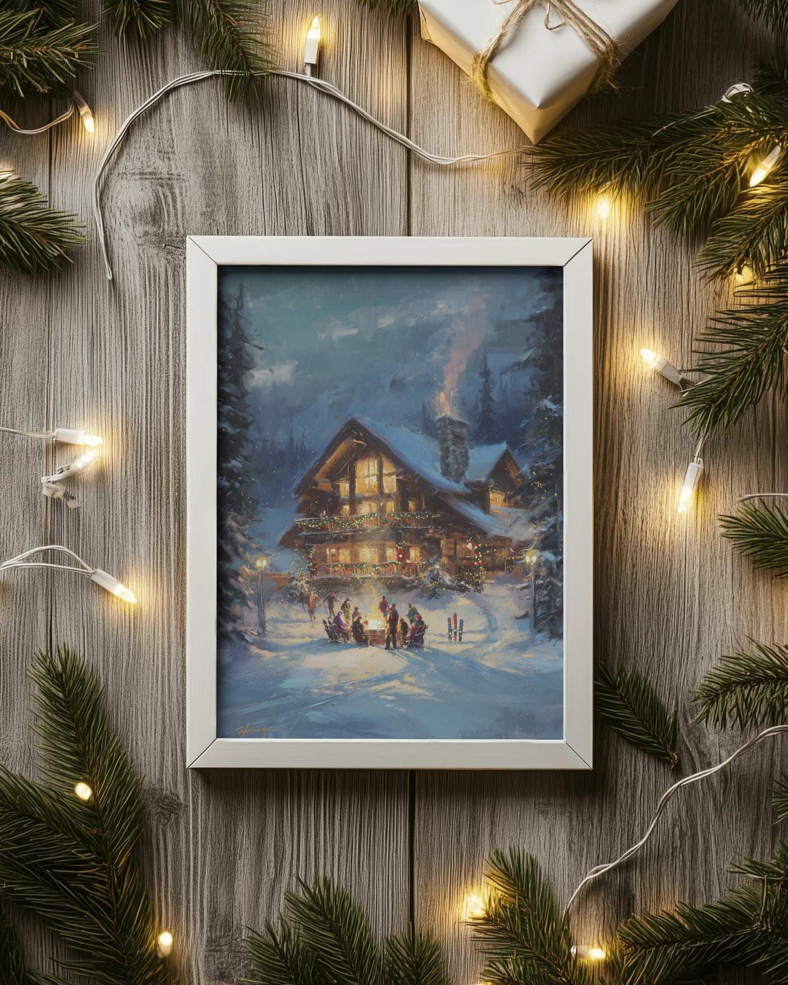Ski Lodge Cabin | Winter Lodge Print | Snowylandscape Wall Art ...