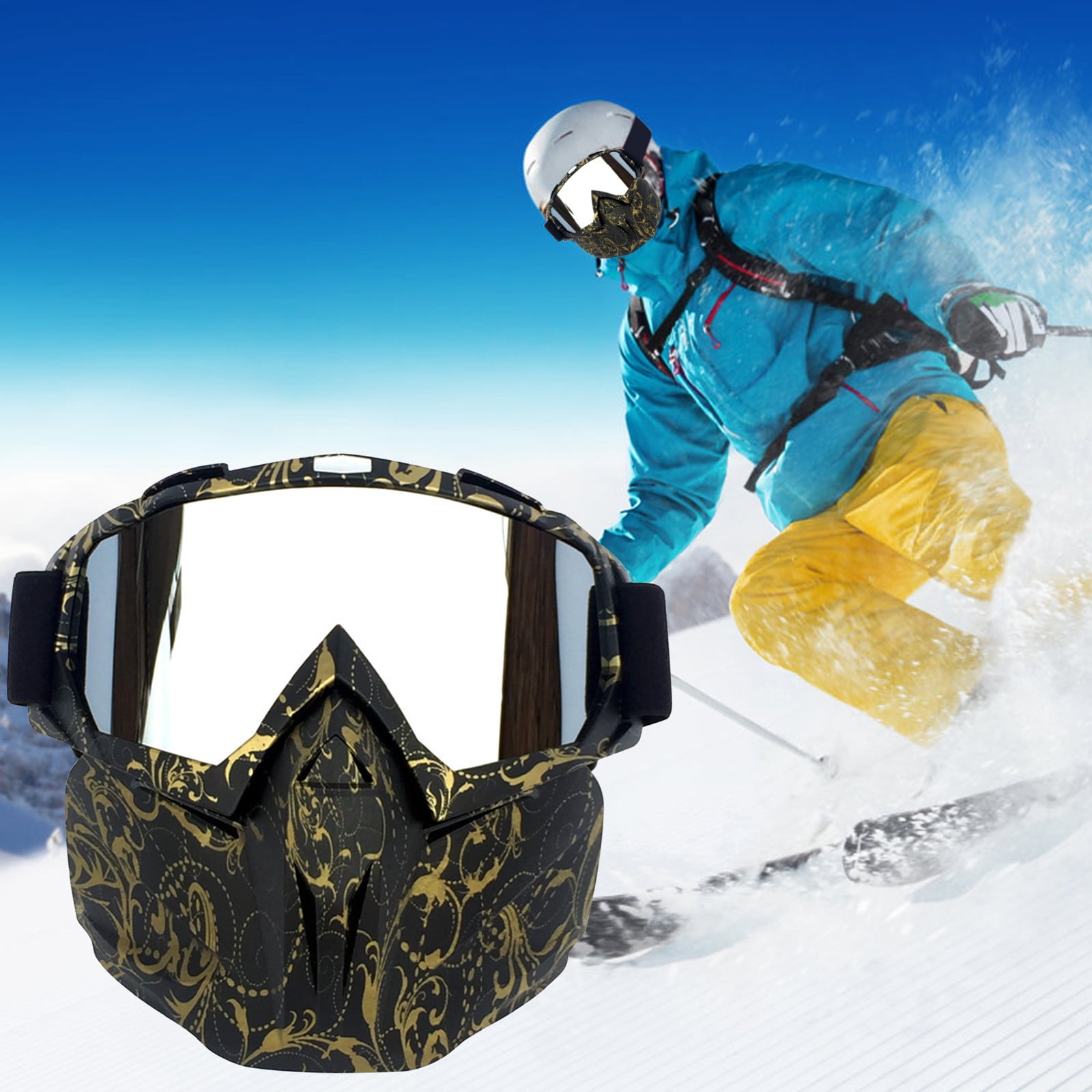 Ski Mask with Removable Goggles - Windproof Face Mask for Winter Sports ...