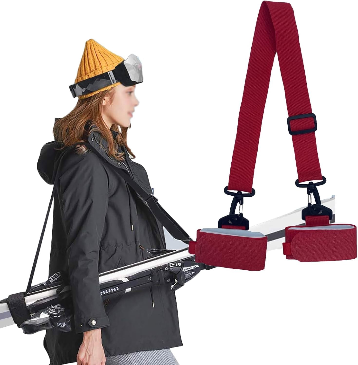 Ski Mate Ski Carrier, Ski mate Ski Carrier, Ski mate Ski Straps, 2/4PCS Ski mate Carry Your Ski ...