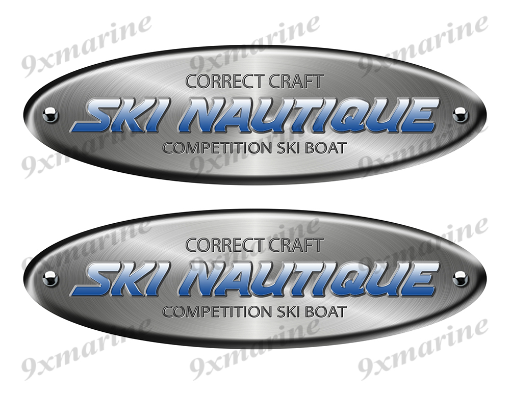 Ski Nautique Remastered Stickers. Brushed Metal Style - 10" long ...
