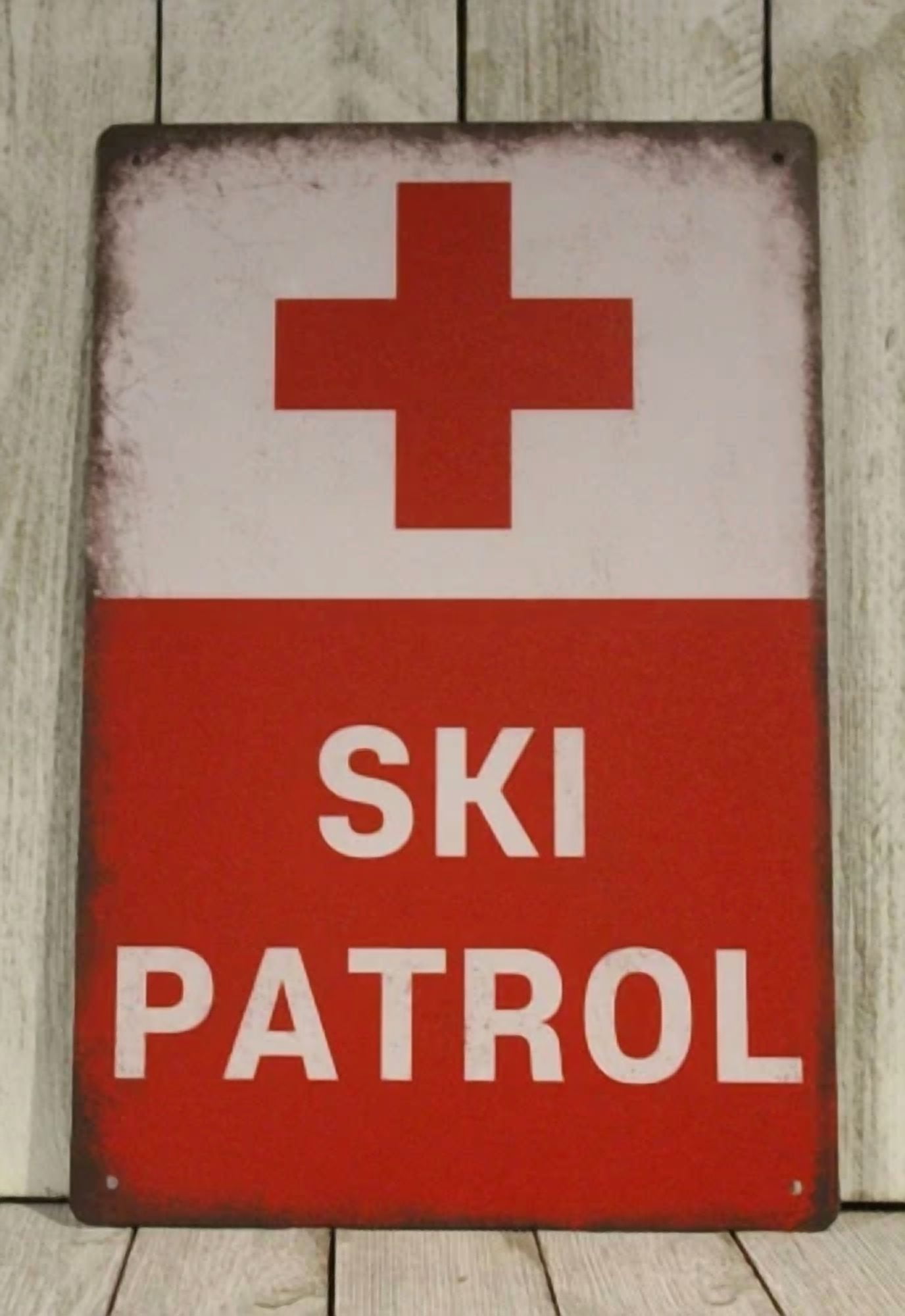 Ski Patrol Tin Metal Sign Skiing Vintage Rustic Look Mountain Cabin ...