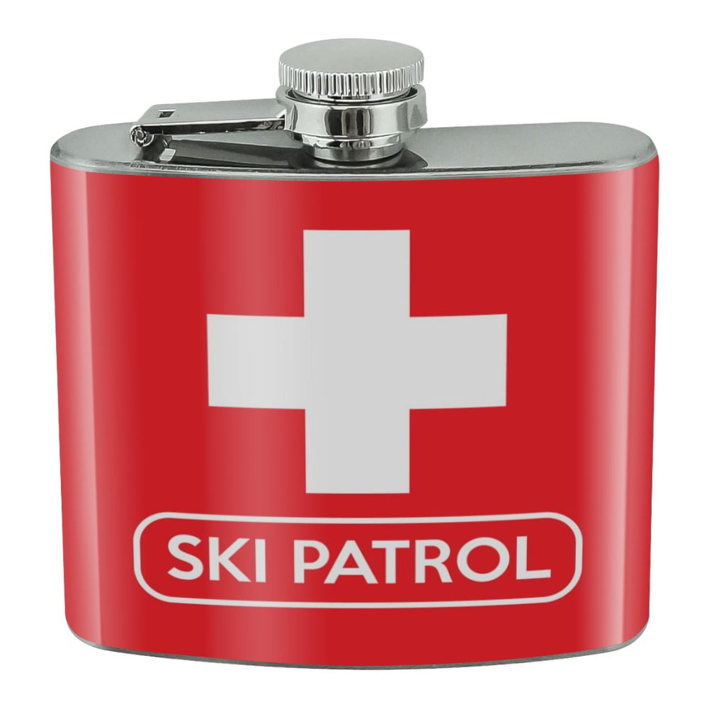 Ski Patrol with Cross Stainless Steel 5oz Hip Drink Kidney Flask ...