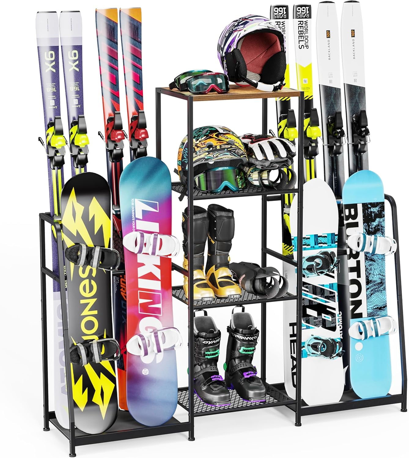 Ski Rack for Garage,Freestanding Snowboard Rack for Ski,Snowboard, Ski ...