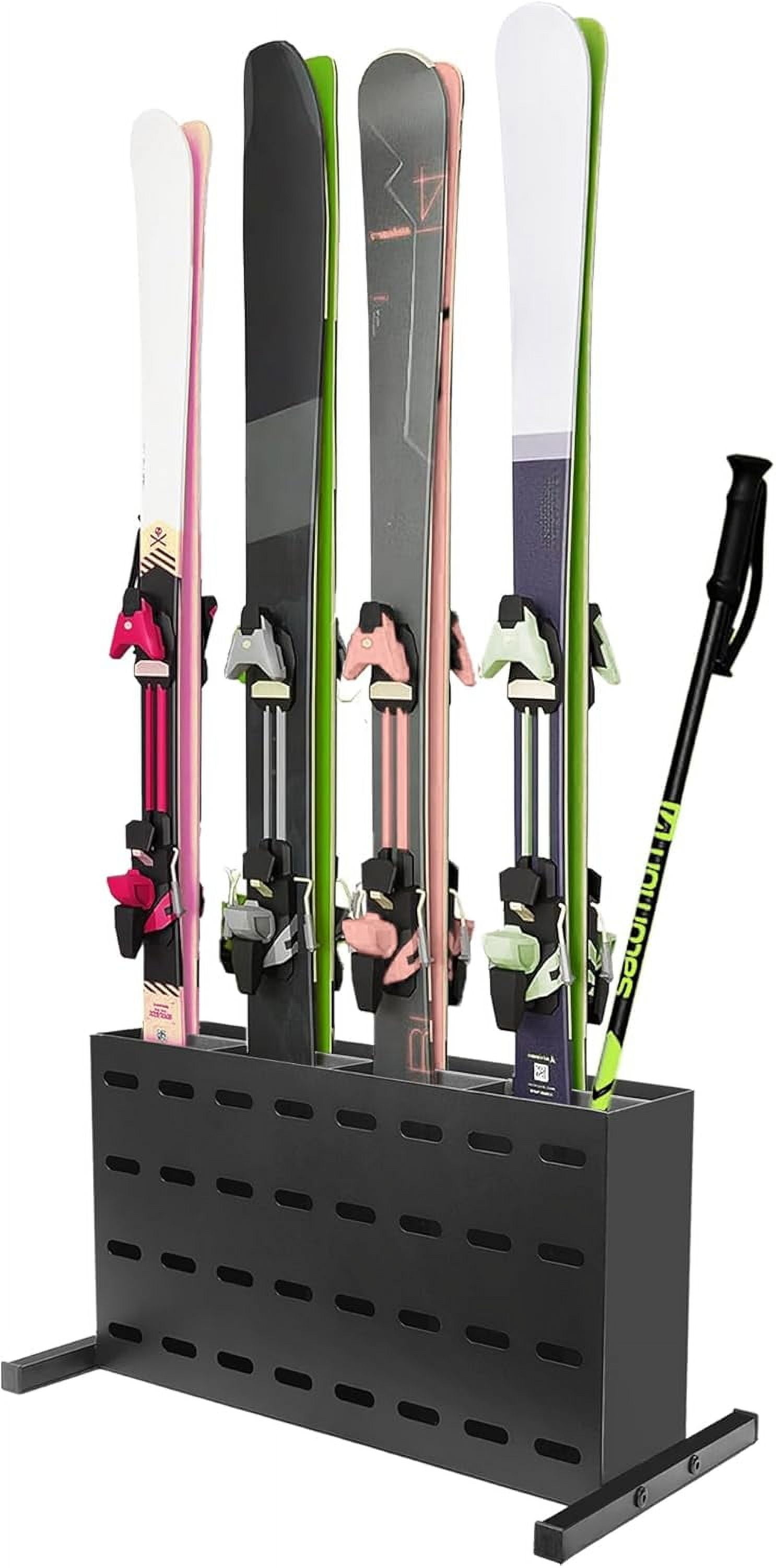 Ski Rack, Metal Snowboard Rack for 4 Skis, Heavy Duty Freestanding ...