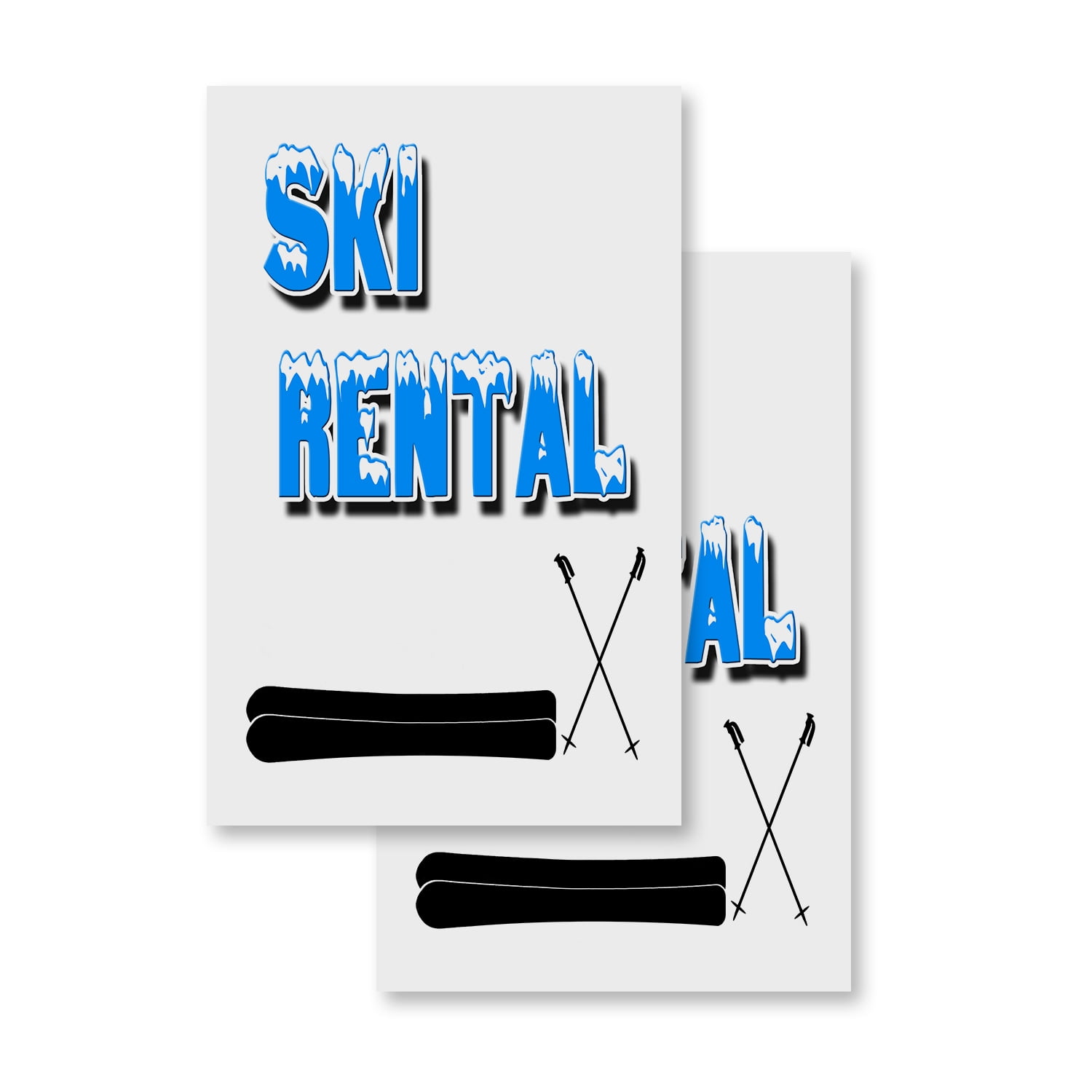 Ski Rental (2-PACK) 24" x 36" Vinyl Decals | Sign Insert Peel & Stick ...