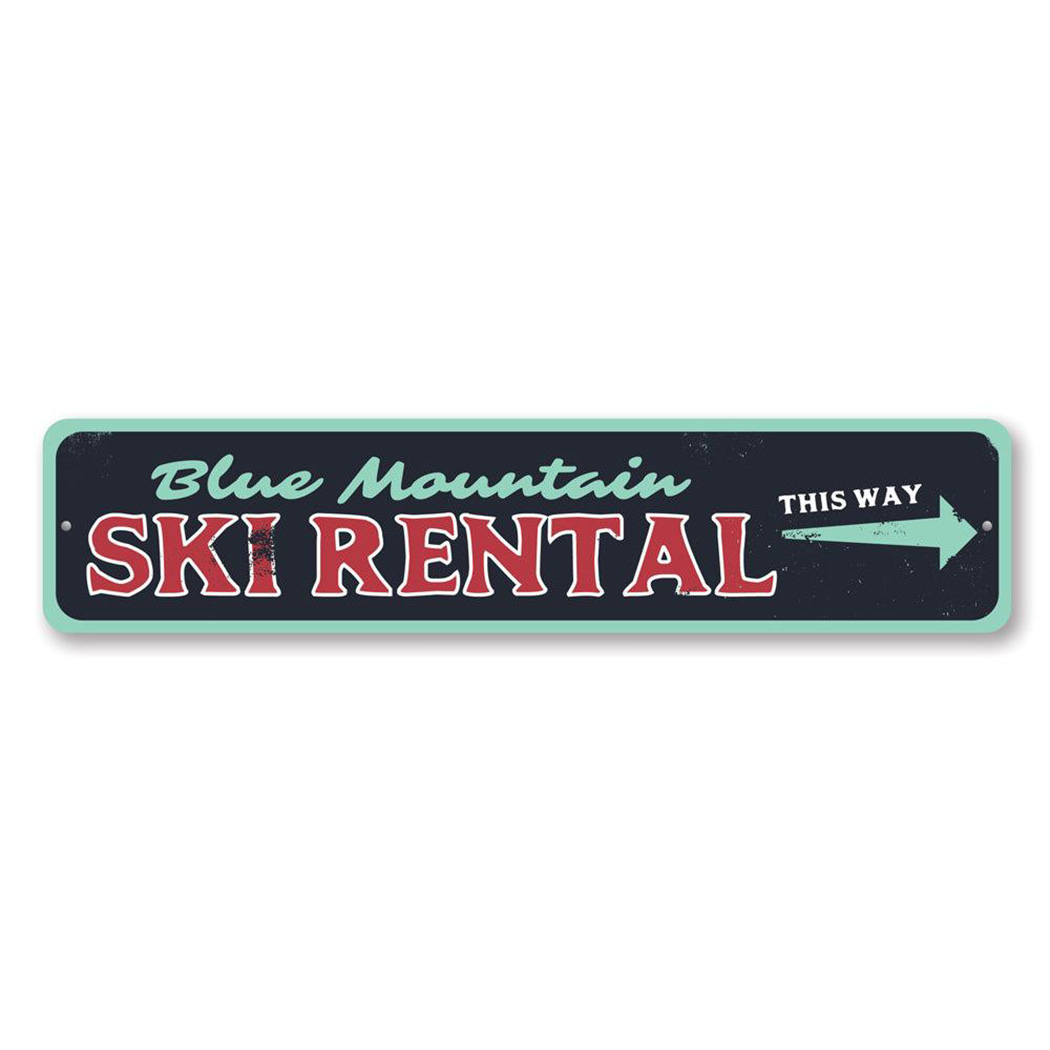 Ski Rental Sign, This Way Arrow Sign, Custom Skiing Location Lodge Sign ...