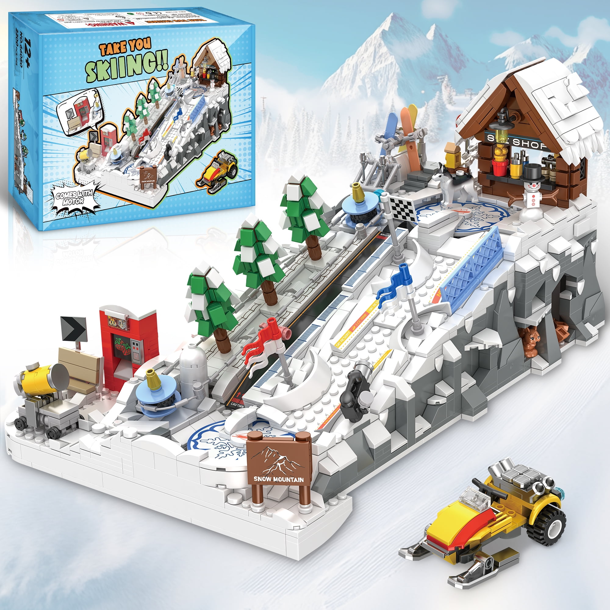 Ski Resort Building Block, Winter City Ski and Climbing Center Building ...