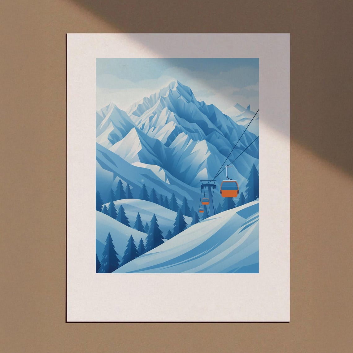 Ski Resort Wall Art, Ski Lift Mountain Scene, Winter Landscape Print ...