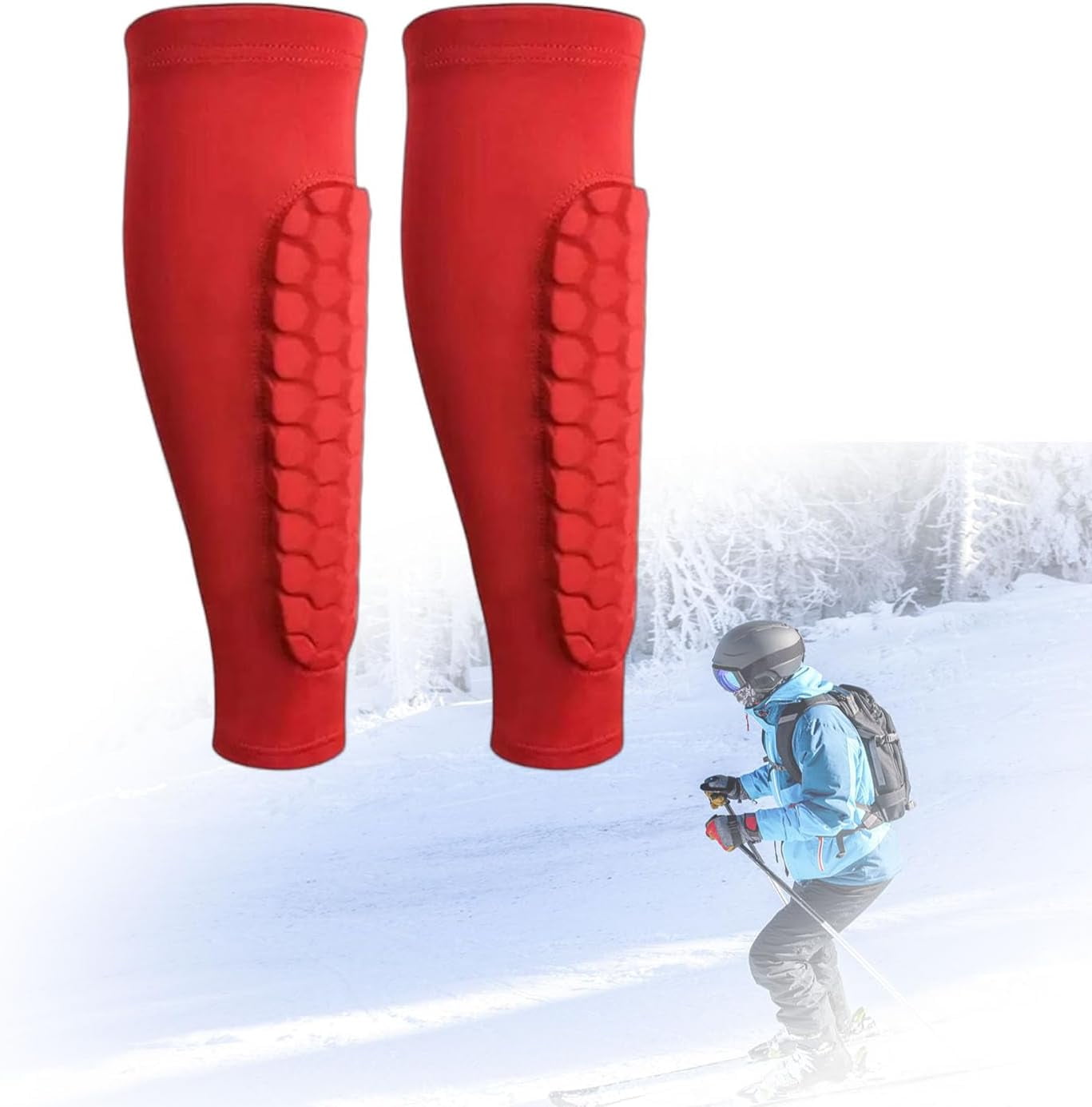 Ski Shin Guards, EVA Foam Shin Pads with Honeycomb Cushioning ...