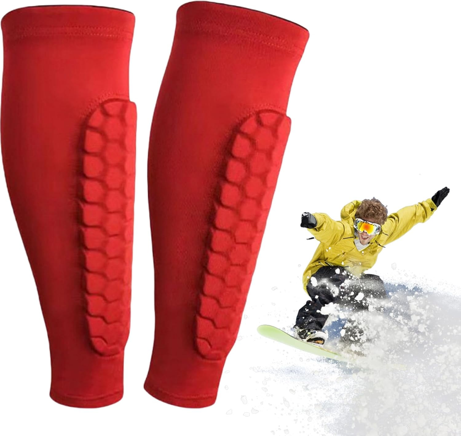 Ski Shin Guards with Honeycomb Padding - Compression Sleeve Shin ...