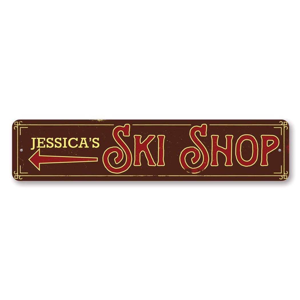 Ski Shop Arrow Sign, Name Ski Sign, Custom Ski Lodge Decor, Ski Lover ...