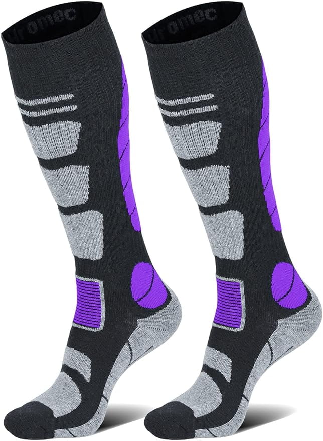 Warm Merino Wool Ski Socks, Thermal Knee High for Winter Sports ...