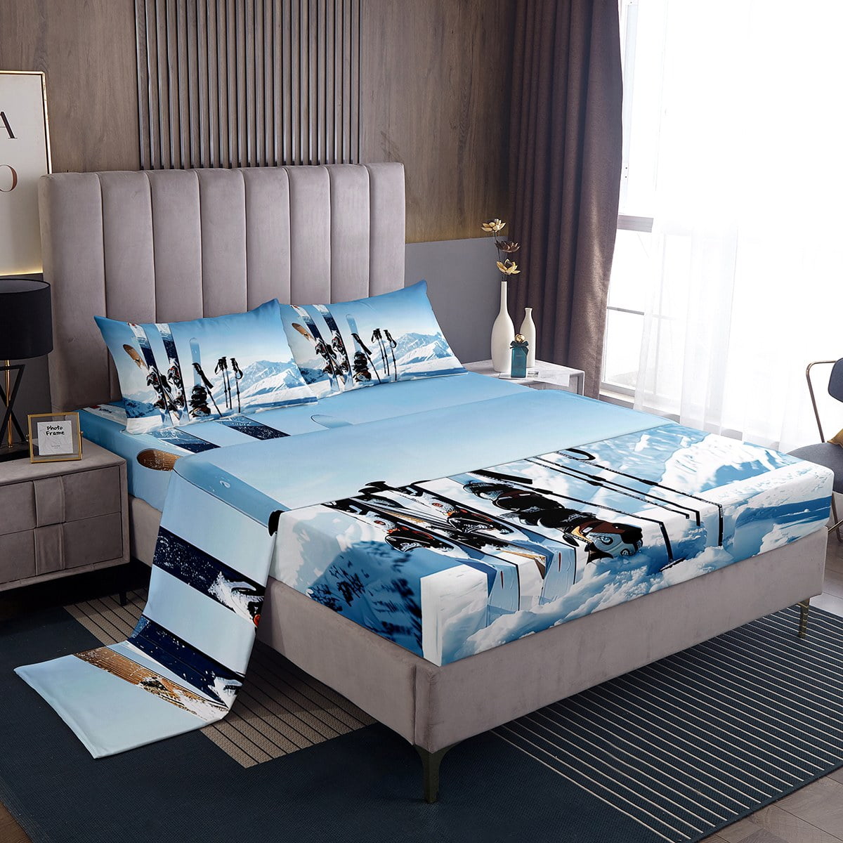 Ski Sports Bed Sheets Set King for Teens Youth Adults, Winter Extreme ...