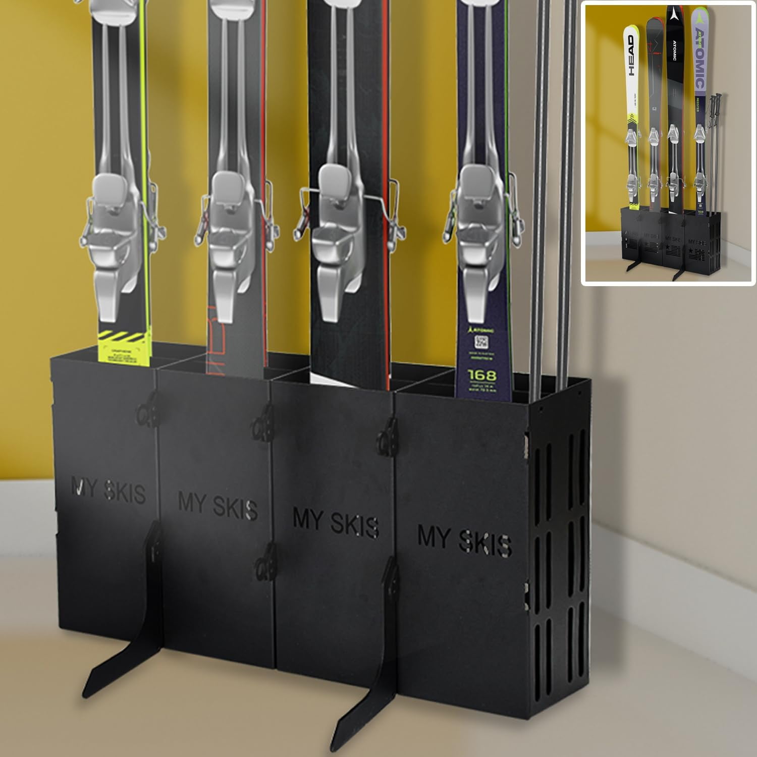 Ski Storage Rack Floor for Garage, Freestanding Floor Stand Ski Holder ...