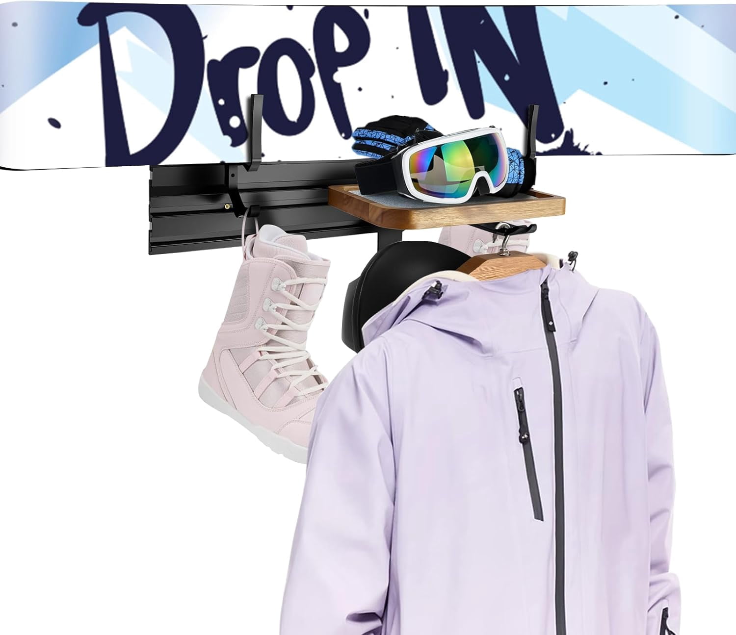 Ski Storage Rack Multifunction Ski Snowboard Wall Mount Rack for Snow ...